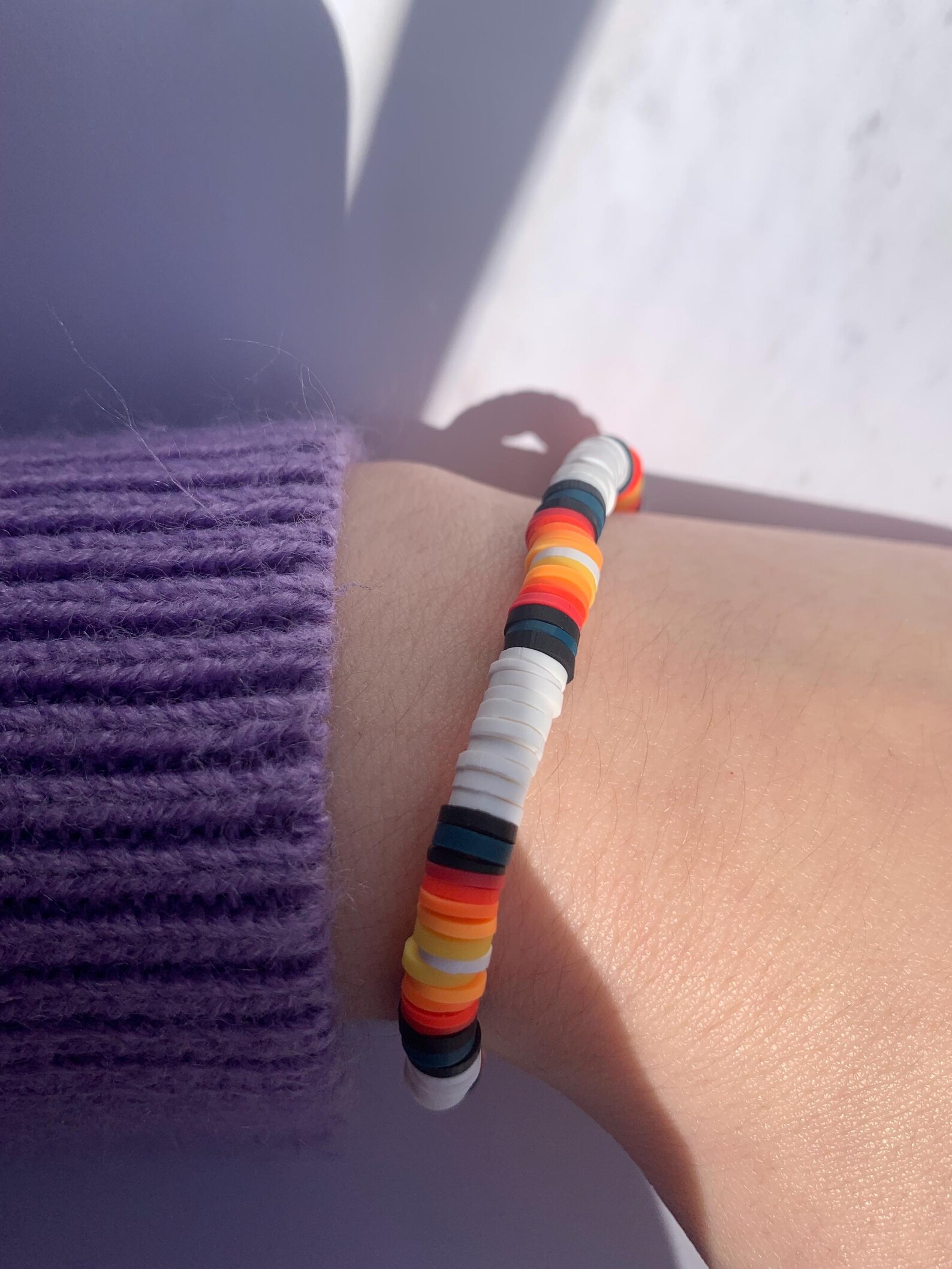 Sunset Themed Clay Heishi Beaded Bracelet | Western Sunset Bracelet ...