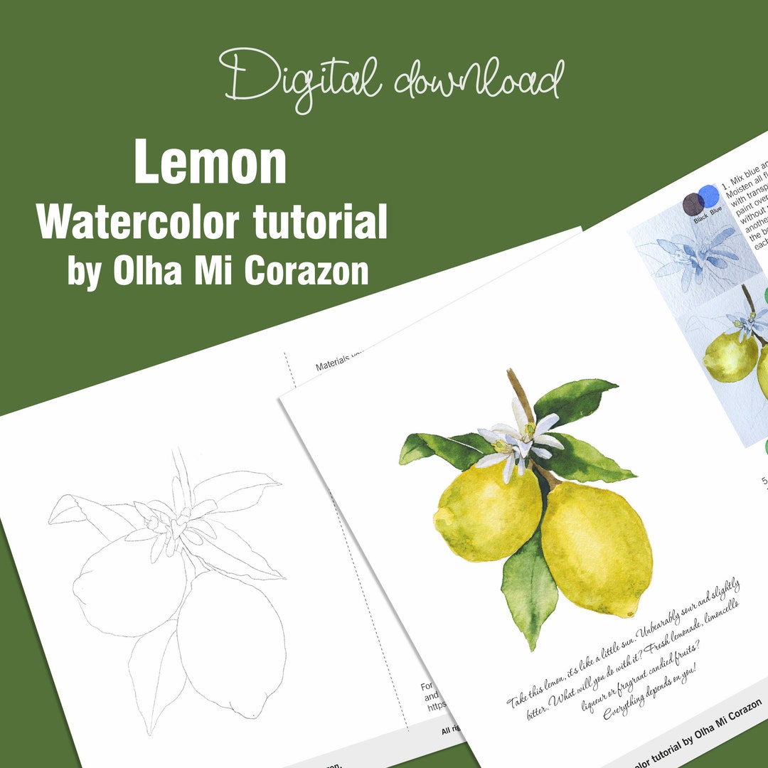 Watercolor Tutorial Lemon. by Olga Mi Corazon. Beginner Level. Flowers ...