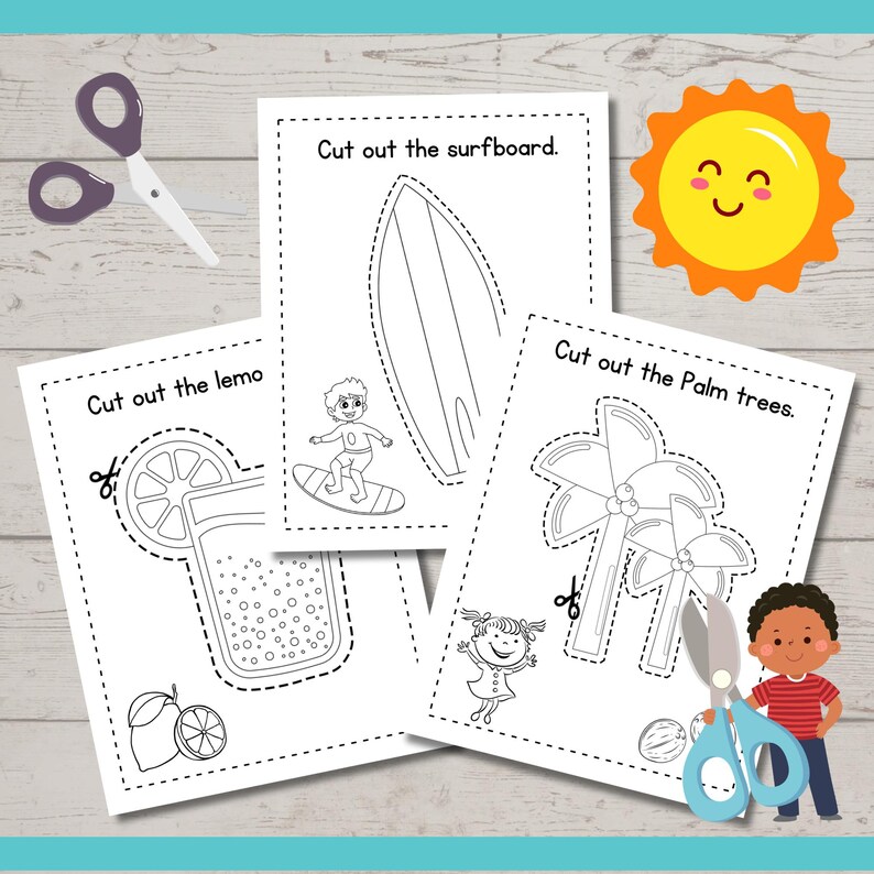 Scissor Skills Cutting Practice: Summer Activity Pages (PDF) - Etsy