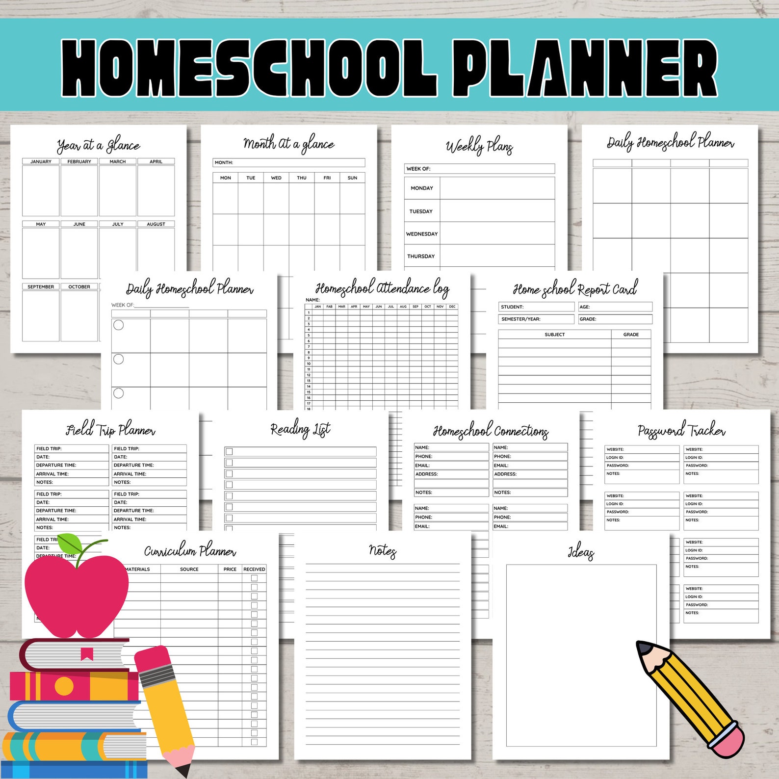 Homeschool Planner, Record Keeper, Home School Organizer, Teacher ...