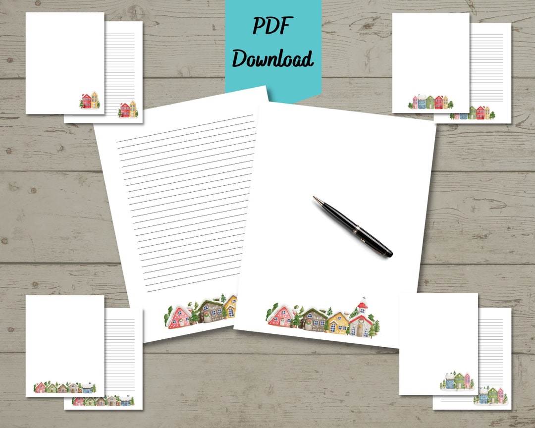 Printable Christmas Stationery Set, Holiday Letterhead, Christmas ...
