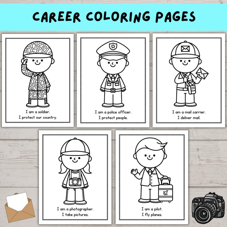 Community Helpers Coloring Pages: Kids' Career Exploration (digital ...