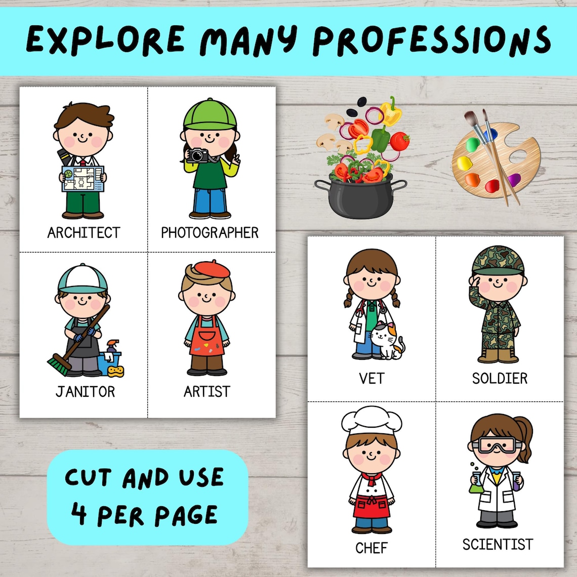 20 Community Helper Flashcards for Preschool and Kindergarten, Job ...