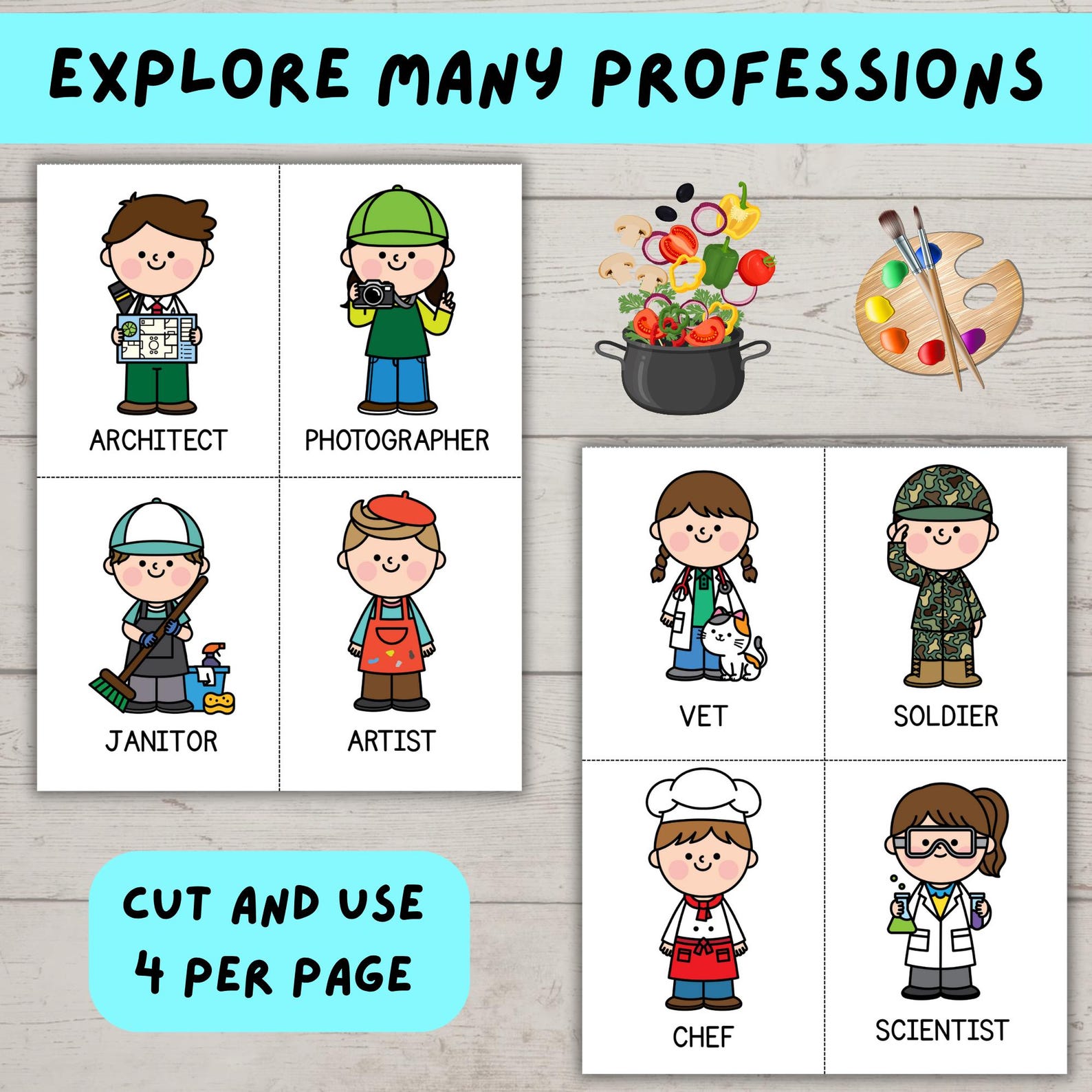 20 Community Helper Flashcards for Preschool and Kindergarten, Job ...