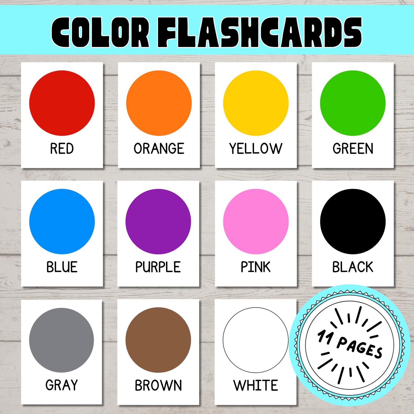 Preschool Color Flash Cards: Printable Learning for Kids (digital ...