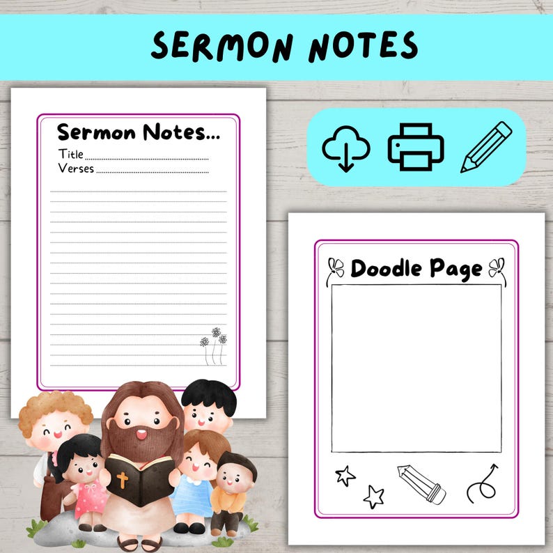 Bible Study Journal for Kids, Printable Sermon Notes, Devotional Pages ...