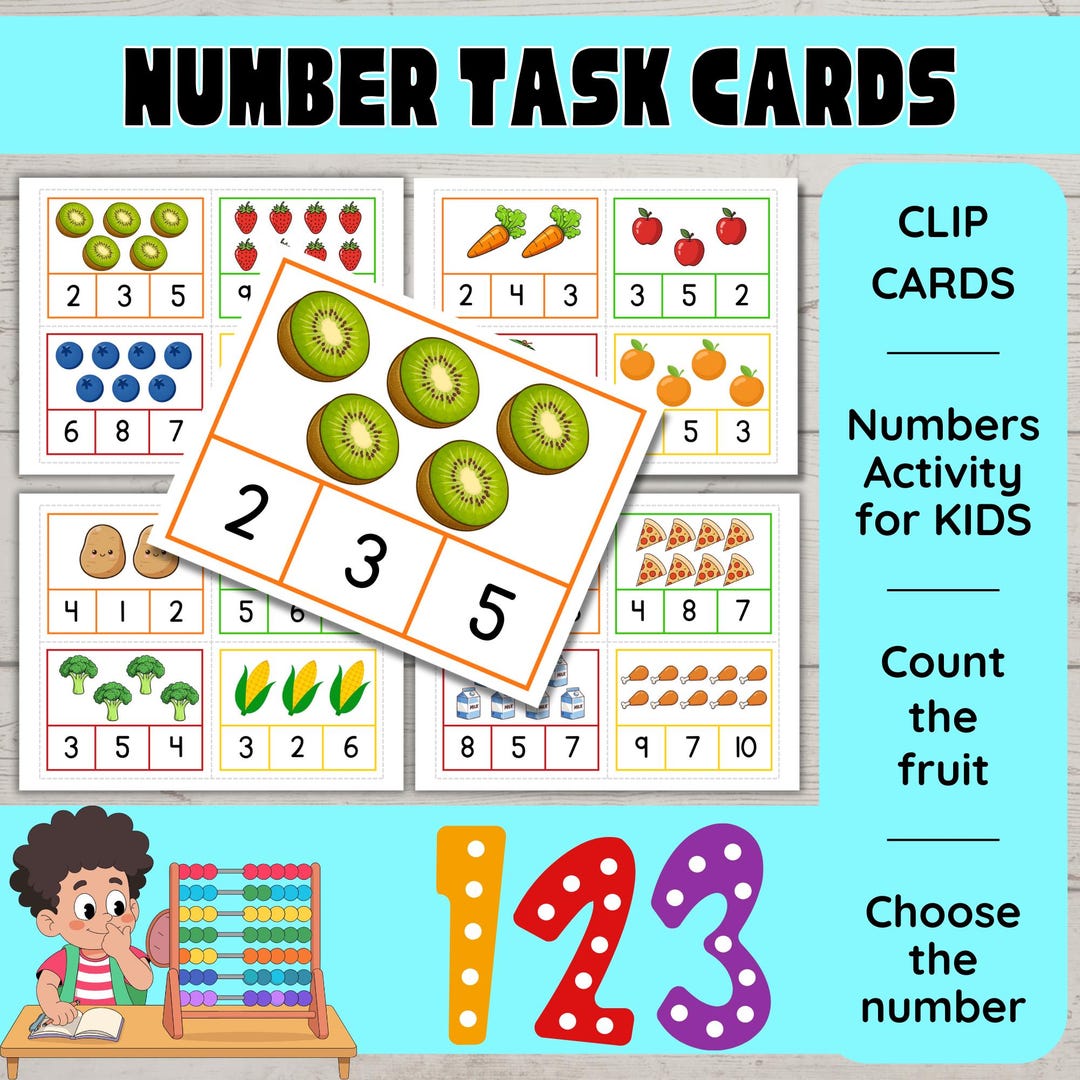 Count and Clip Number Cards, Counting to Ten, Number Cards for ...