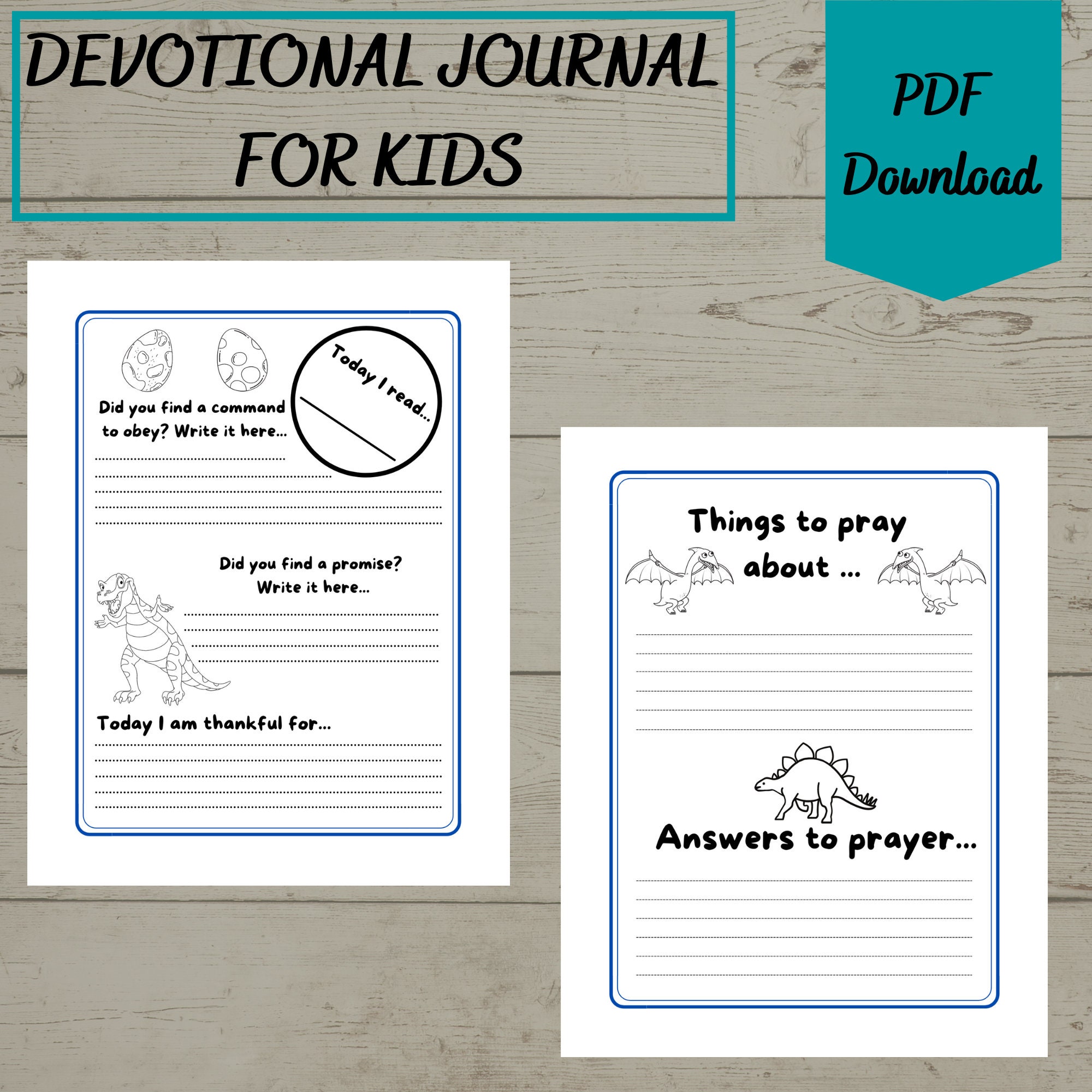 Devotional Journal for Kids Printable With Dinosaurs - Boys Bible Study ...
