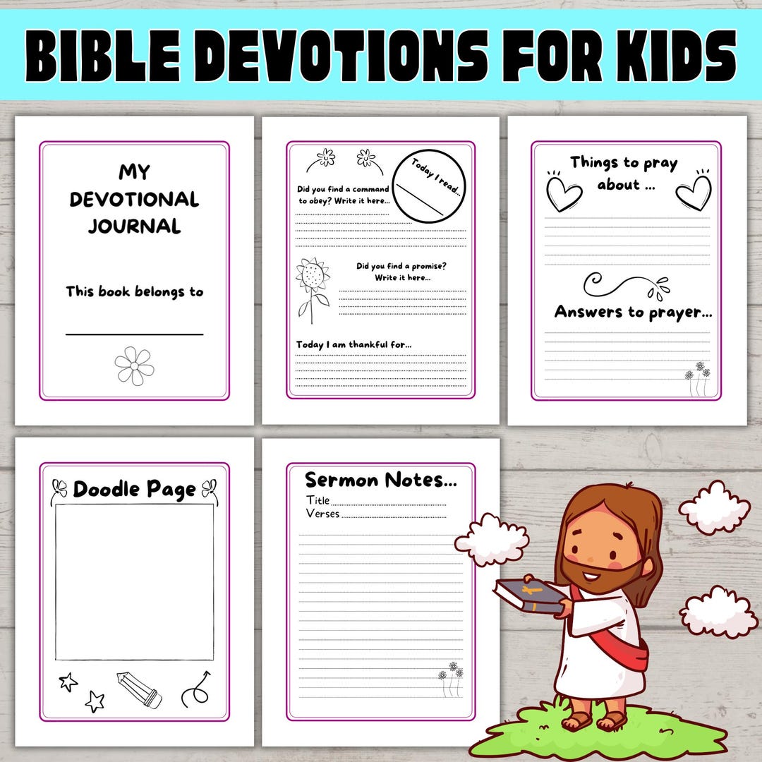 Bible Study Journal for Kids, Printable Sermon Notes, Devotional Pages ...