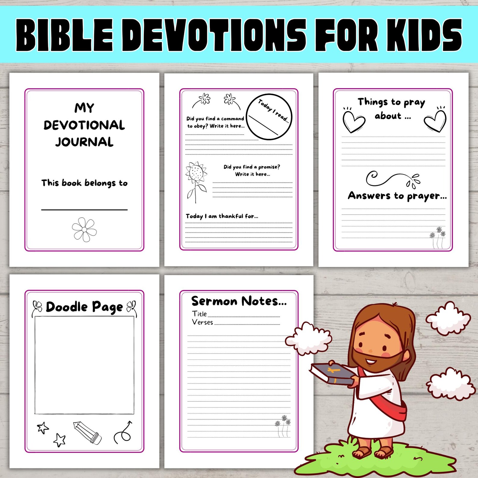 Kids Devotional Journal Printable: Bible Study Worksheets (PDF) - Etsy