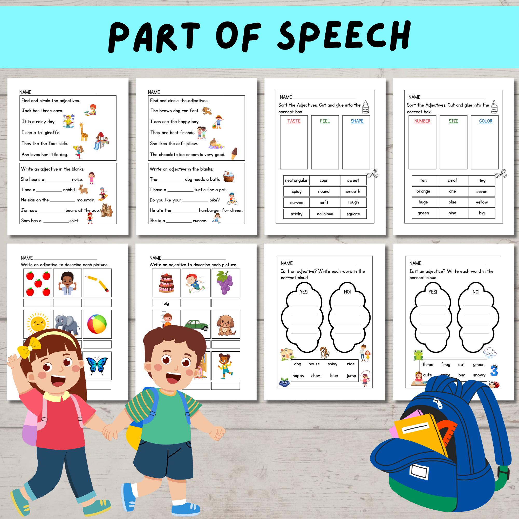 Adjectives Worksheets: 2nd Grade Grammar Practice (digital Download) - Etsy