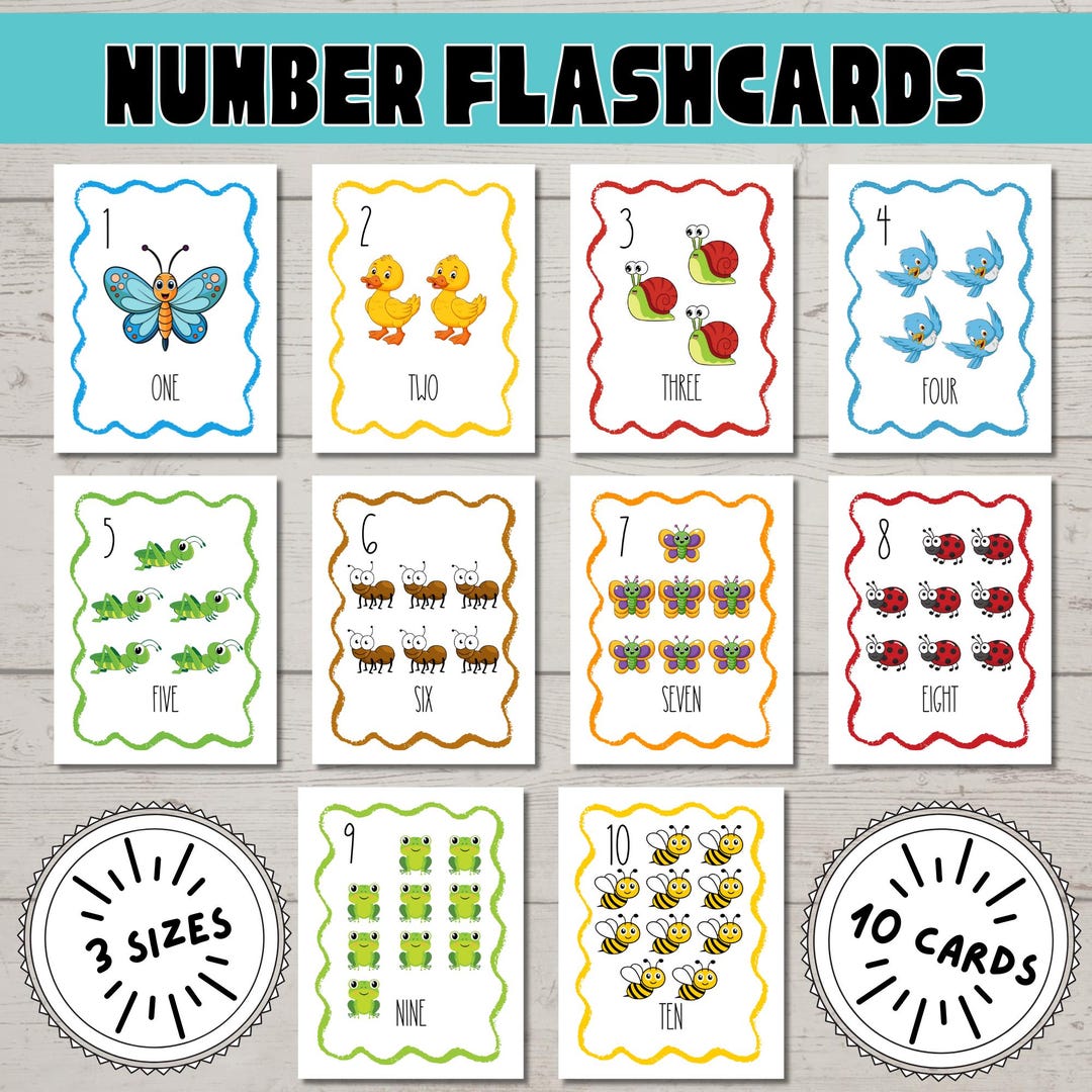 Number Cards for Preschool Kindergarten, Printable Math Flashcards ...
