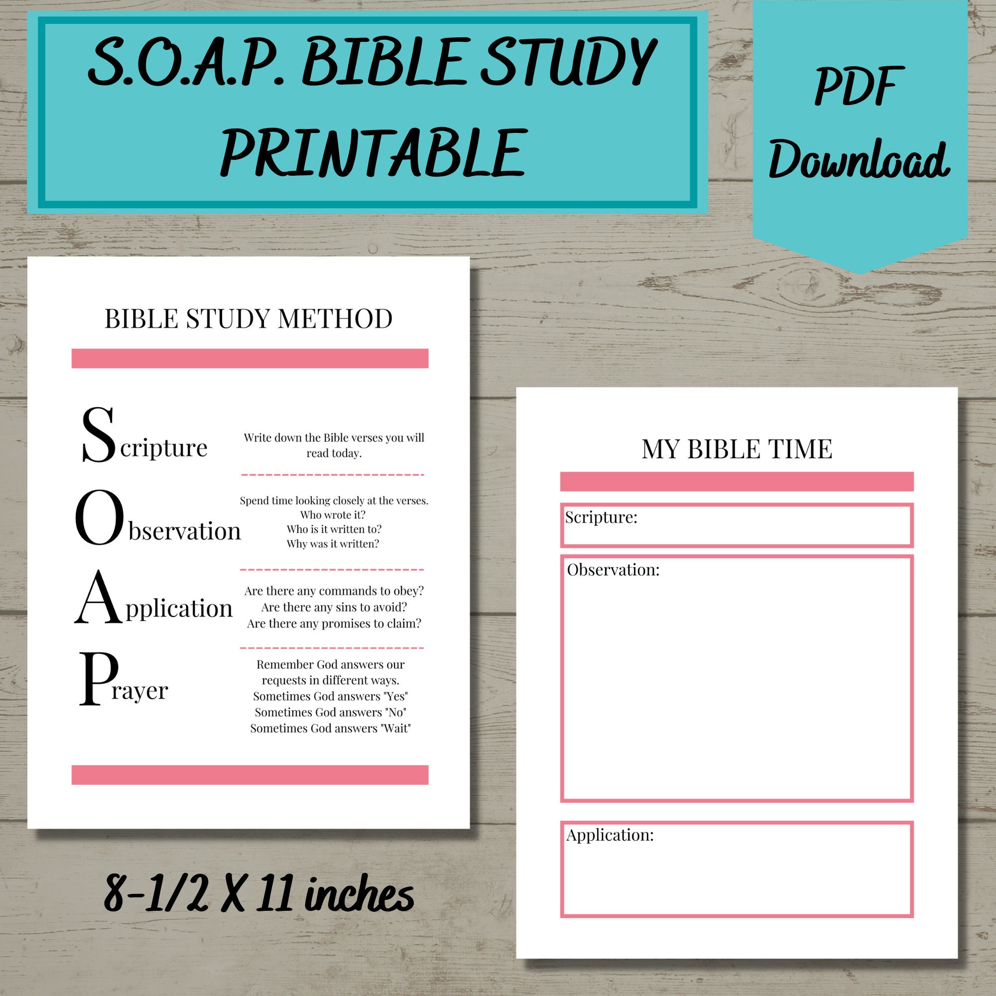 Printable Bible Study - SOAP Bible Study Method - Sermon Notes - Prayer ...