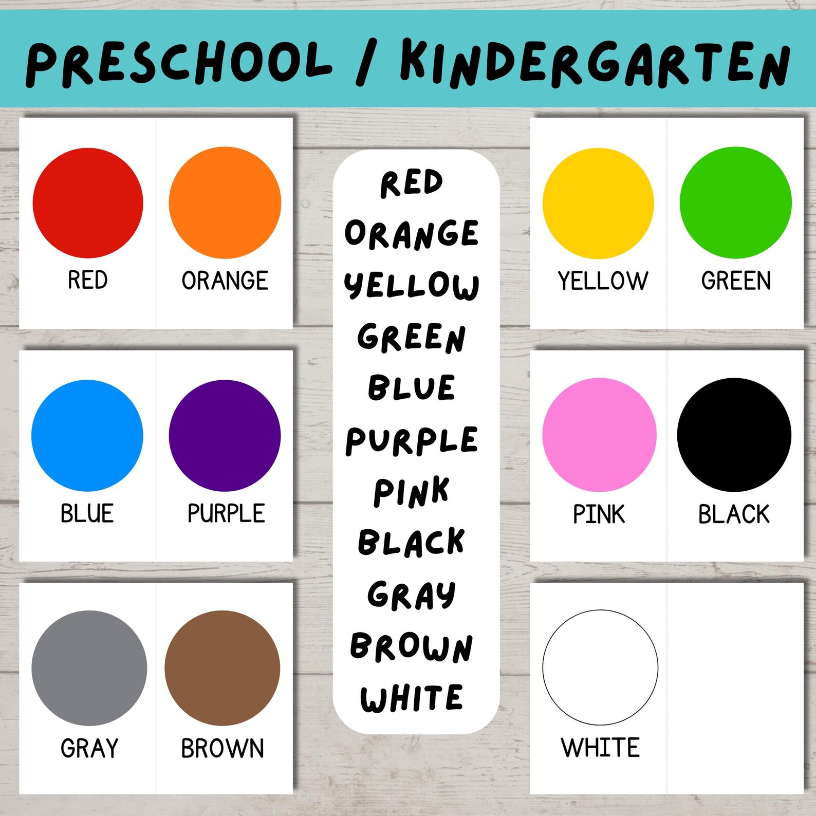 Color Flashcards Printable Color Cards for Preschool and Kindergarten ...