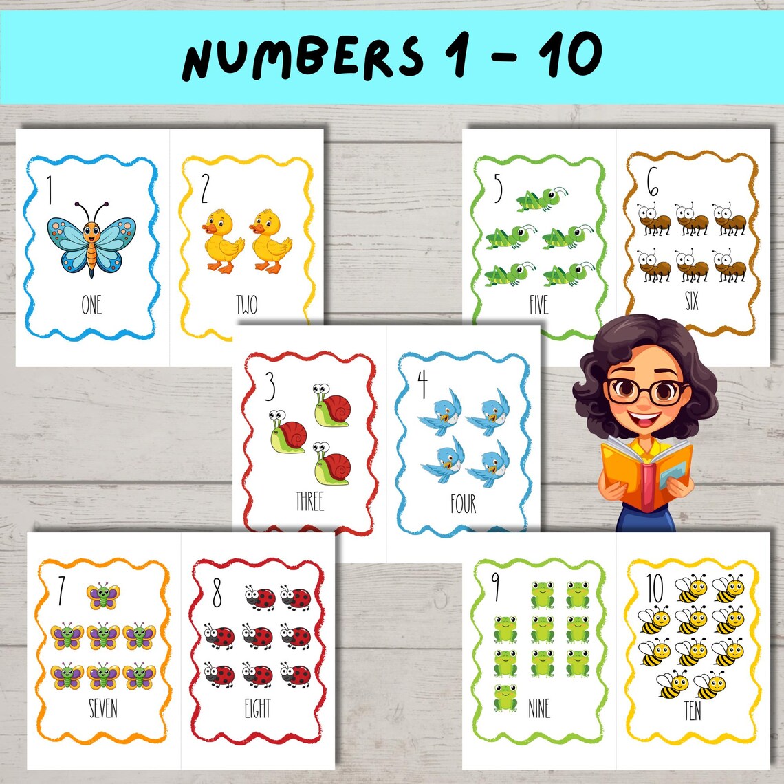 Animal Number Flashcards 1-10: Preschool Math Printable (digital ...