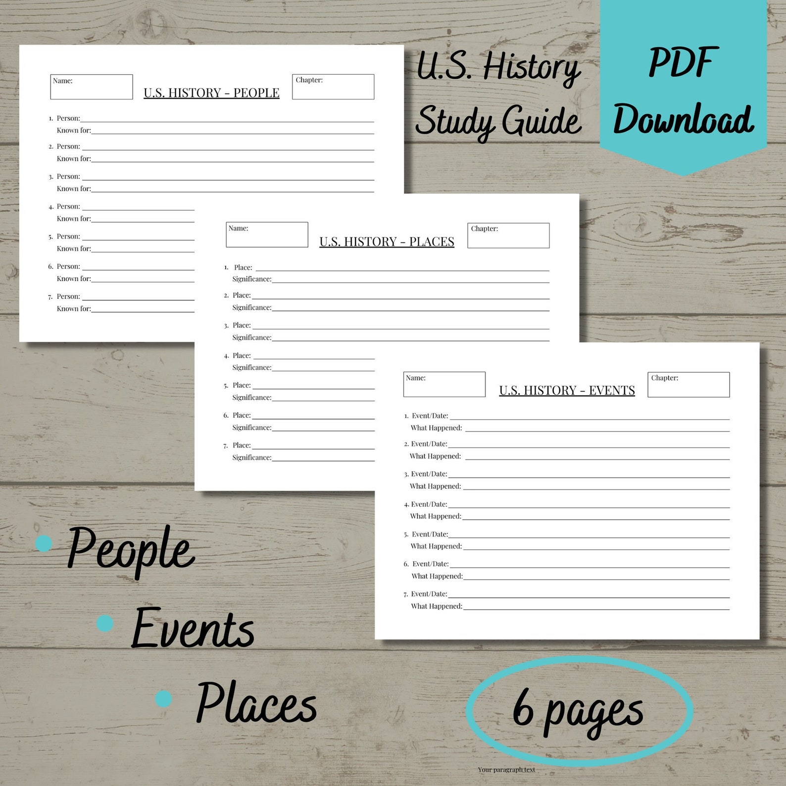 US History Study Helps, Class Notes Printable, Jr. High, High School ...