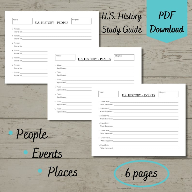 US History Study Helps, Class Notes Printable, Jr. High, High School ...