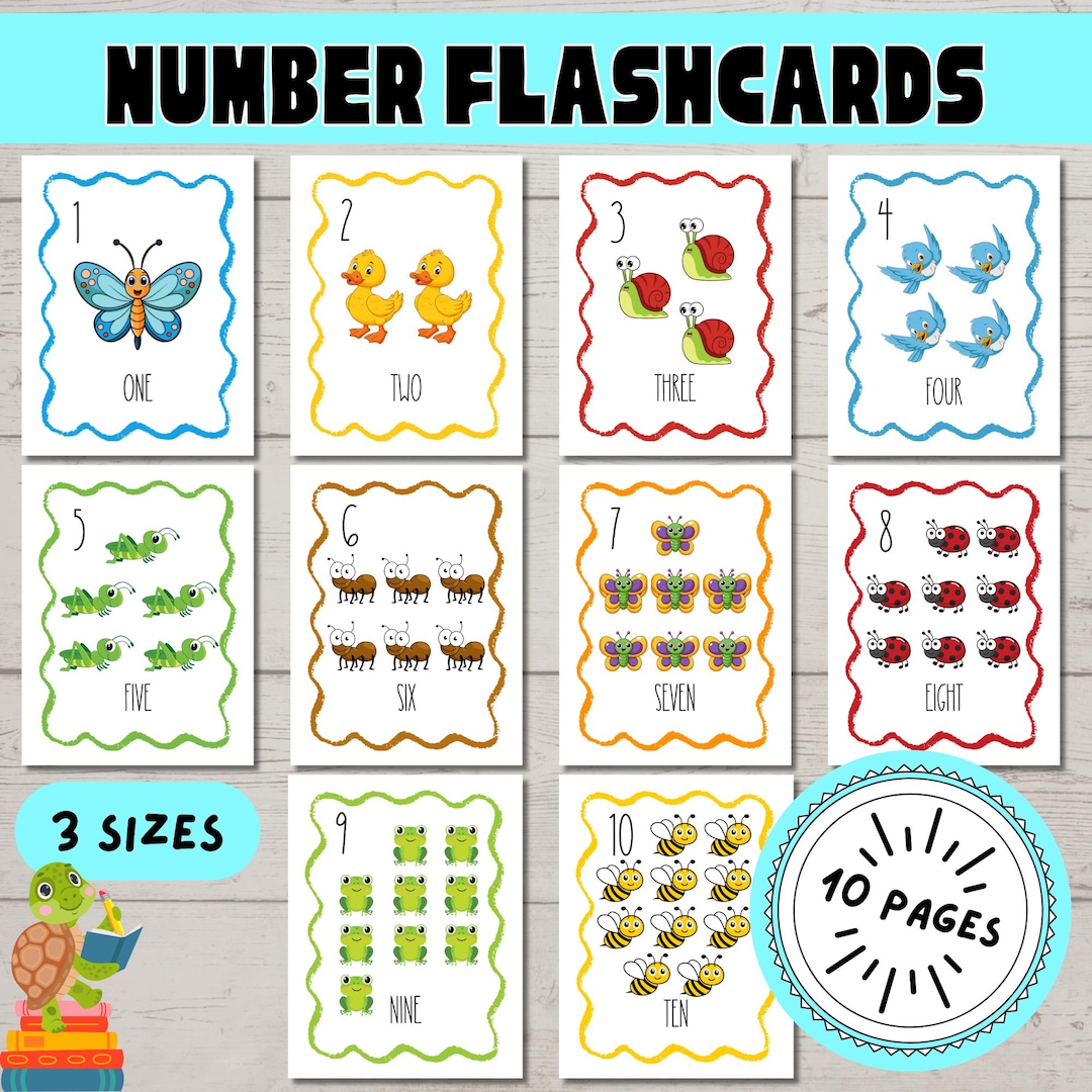 Animal Number Flashcards 1-10: Preschool Math Printable (digital ...