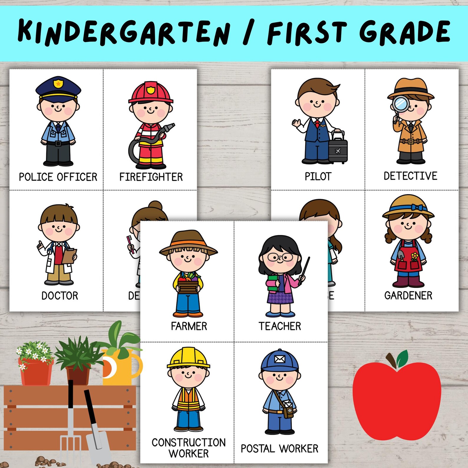 20 Community Helper Flashcards for Preschool and Kindergarten, Job ...