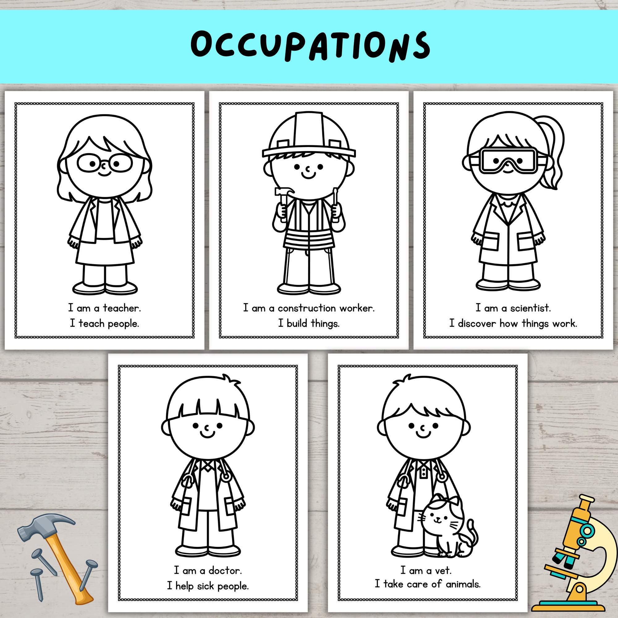 Community Helpers Coloring Pages: Kids' Career Exploration (digital ...