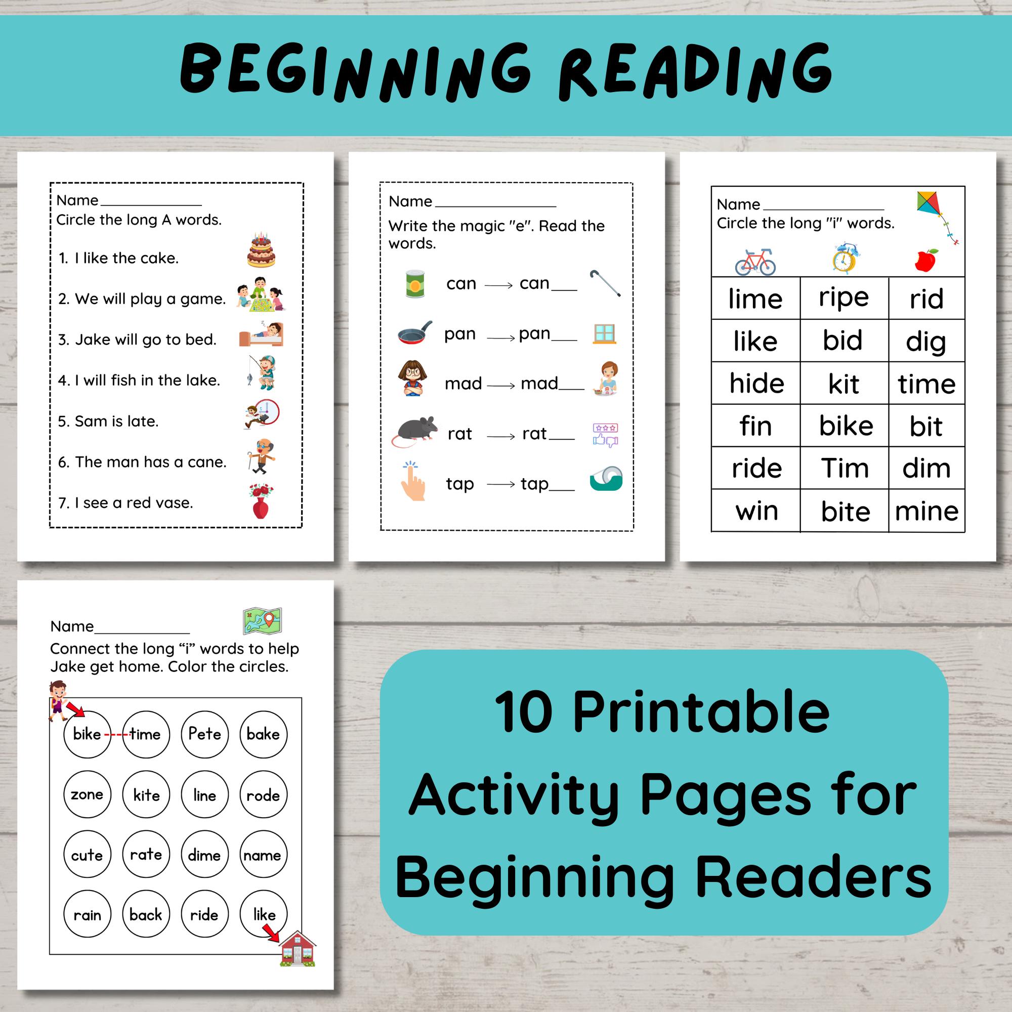 Phonics Worksheets for Kindergarten First Grade Printable, Long Vowel ...
