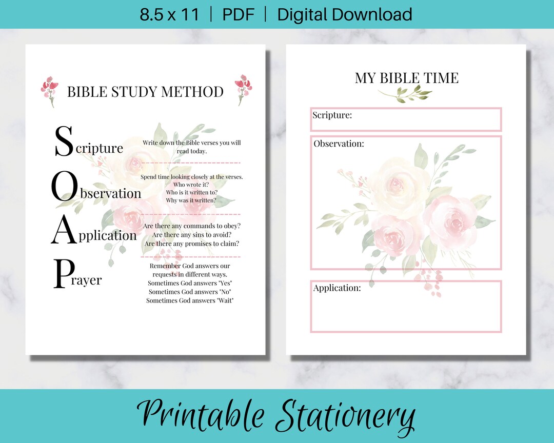 Printable Bible Study - SOAP Bible Study Method - Sermon Notes - Prayer ...