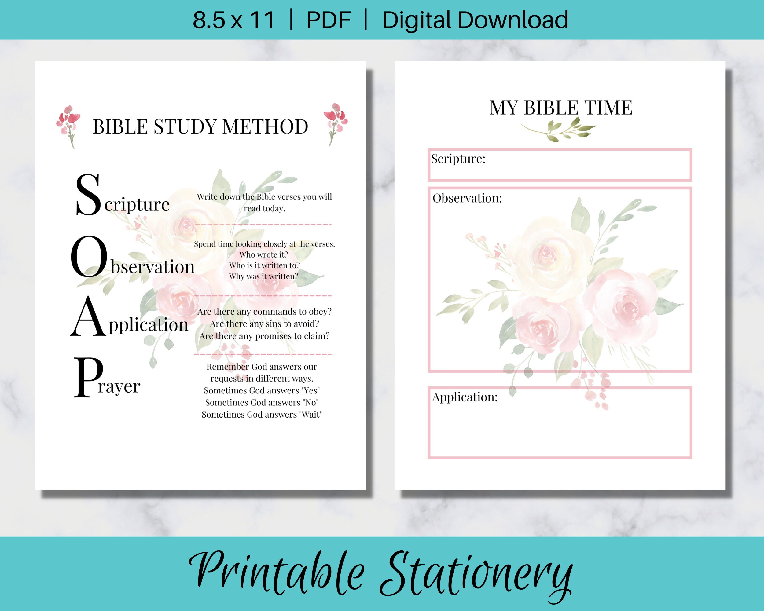 Printable Bible Study - SOAP Bible Study Method - Sermon Notes - Prayer ...