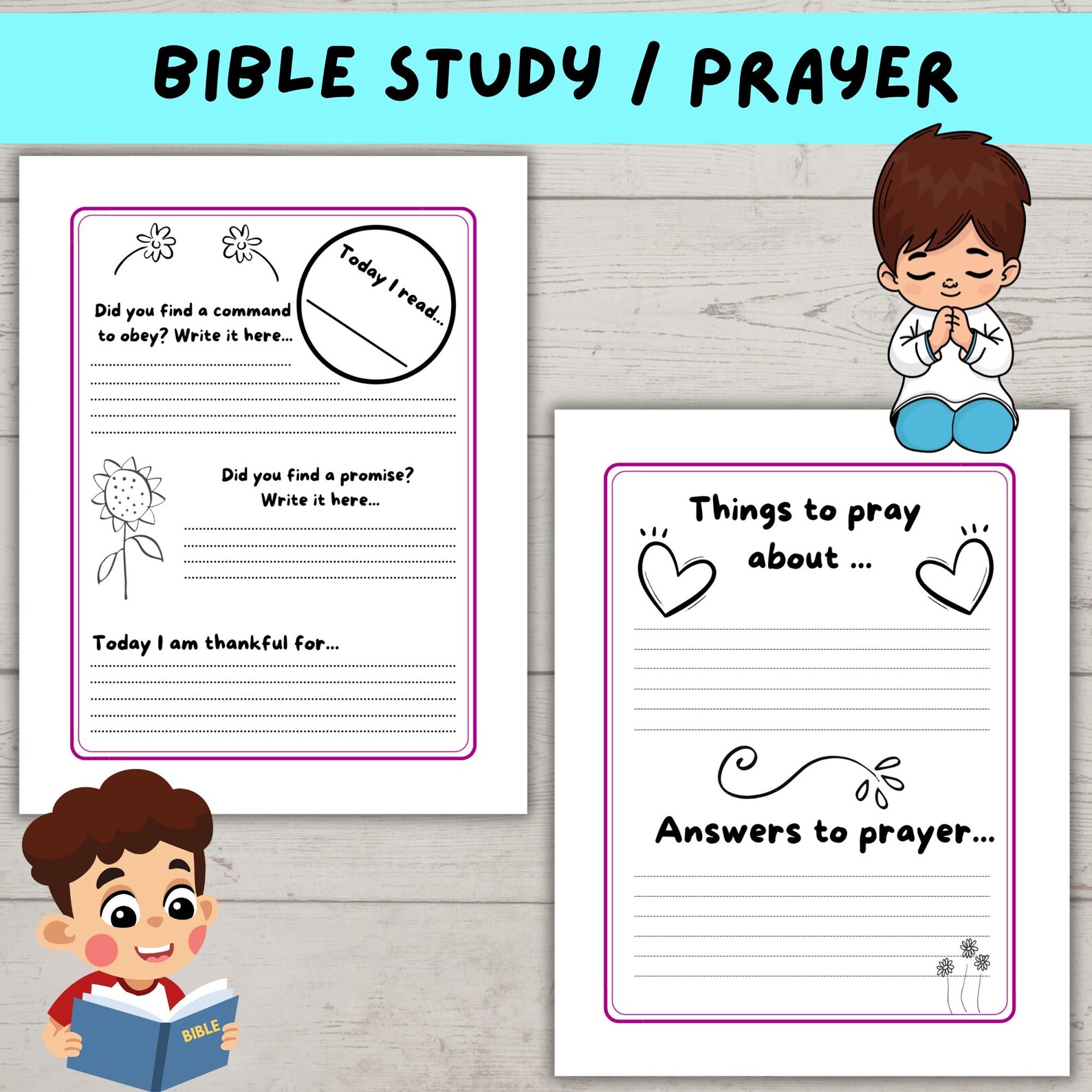 Bible Study Journal for Kids, Printable Sermon Notes, Devotional Pages ...