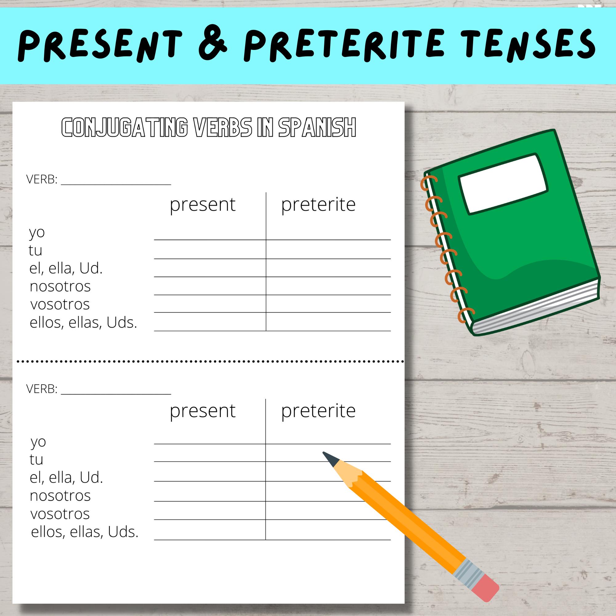 Spanish Verb Conjugation Practice: Present & Preterite Tenses (PDF ...