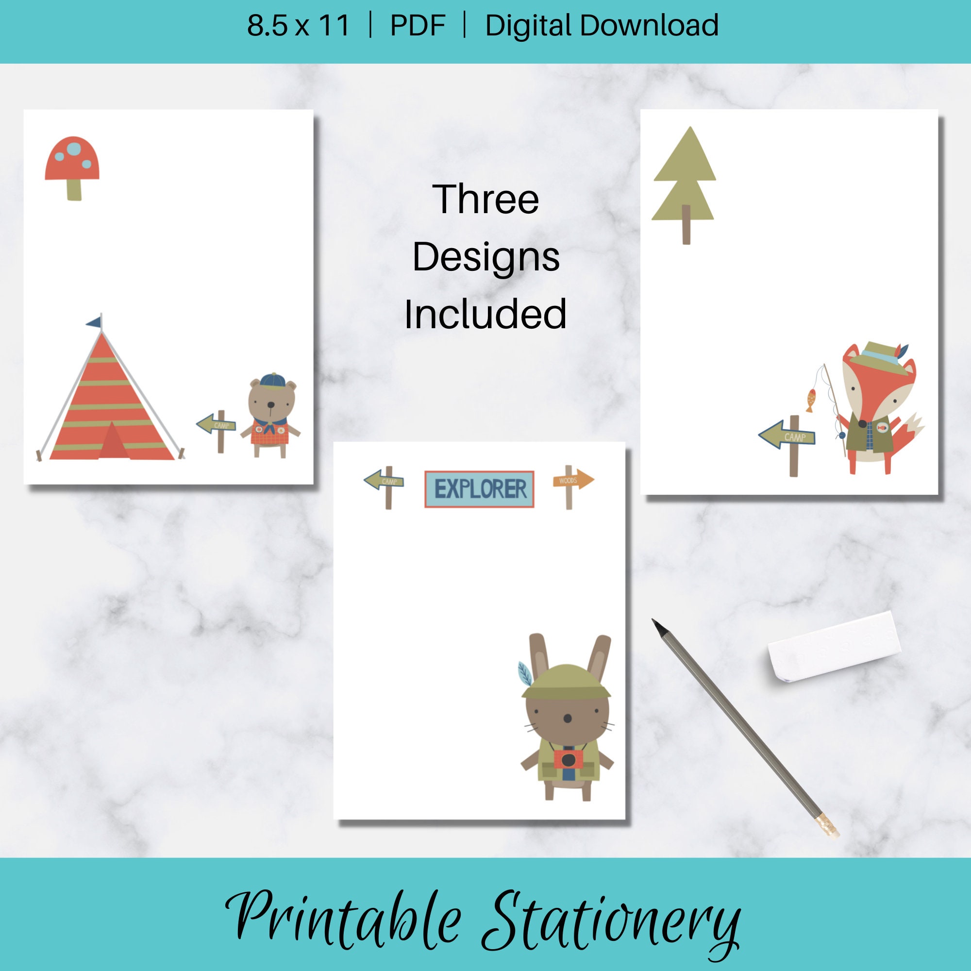 Printable Stationery for Kids - Woodland Forest Adventure Letter ...