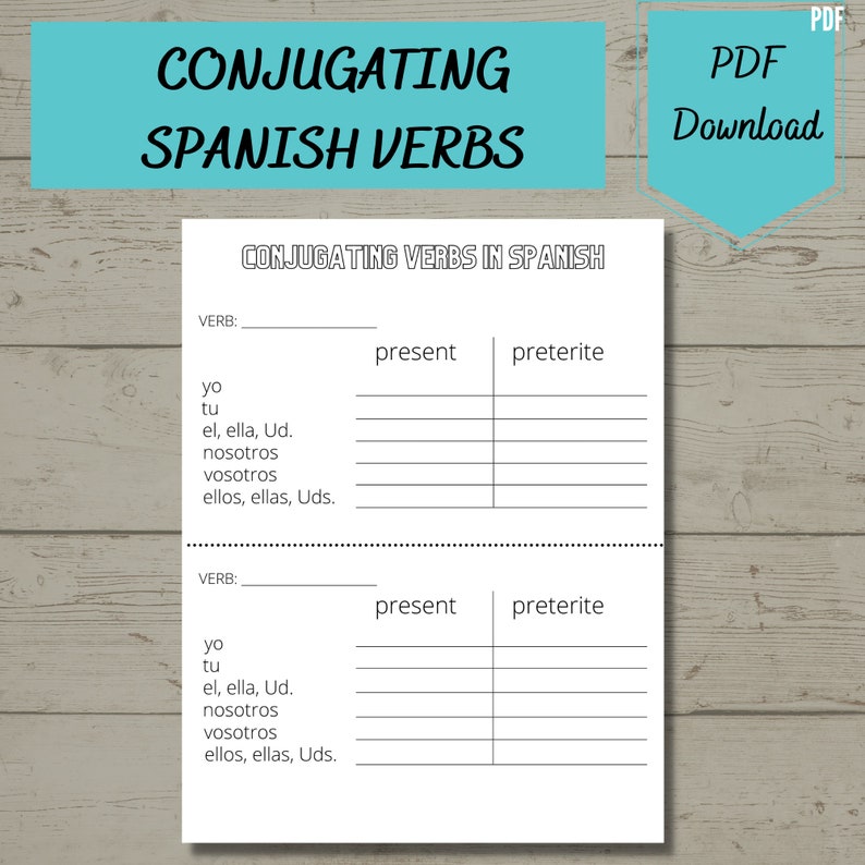 Conjugating Verbs in Spanish Practice Worksheet - Present and Preterite ...