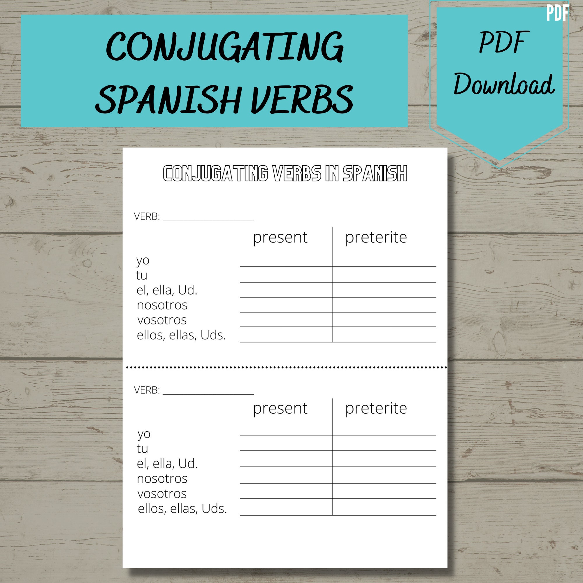 Conjugating Verbs in Spanish Practice Worksheet - Present and Preterite ...