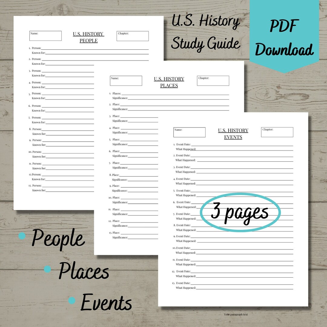 US History Study Helps, Class Notes Printable, Jr. High, High School ...