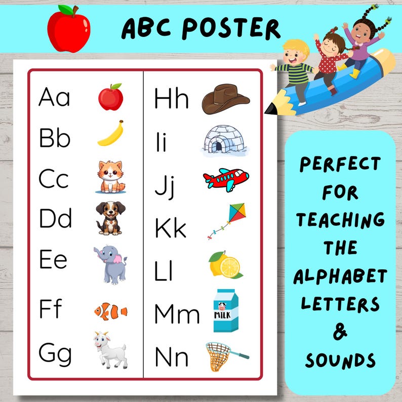 Alphabet Poster, Preschool Classroom Chart (digital Download) - Etsy