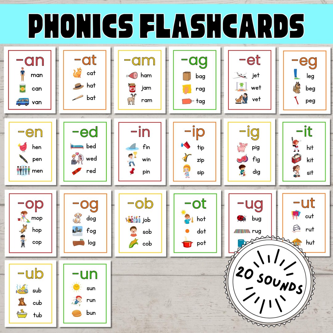 Phonics Flashcards for Kindergarten Reading, CVC Practice for Beginning ...