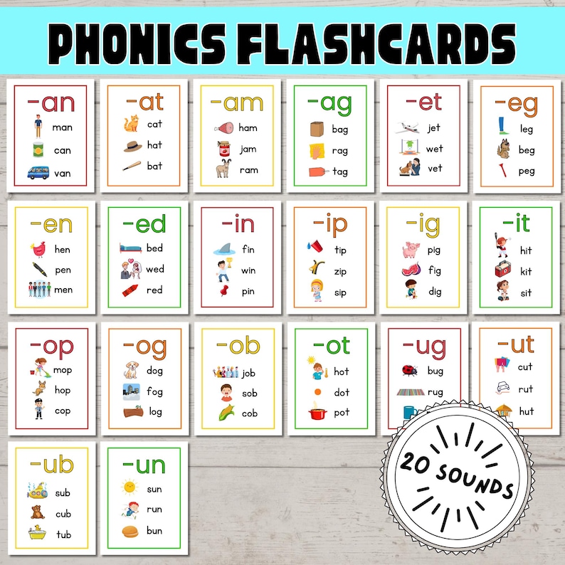 Phonics Flashcards for Kindergarten Reading, CVC Practice for Beginning ...