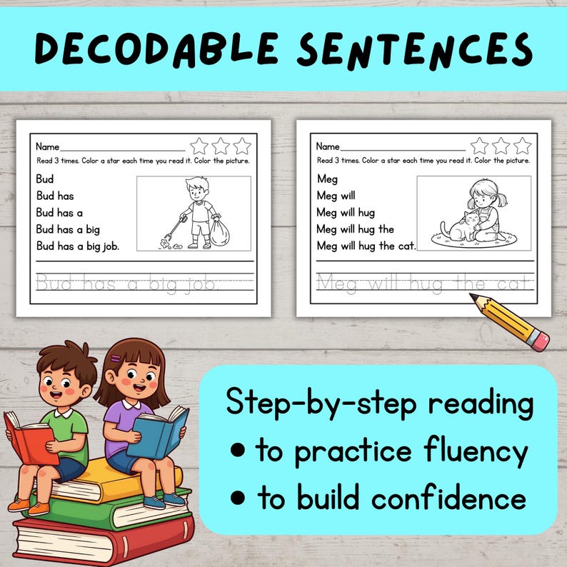 Kindergarten Worksheets, Reading Printables for Kindergarten, CVC ...