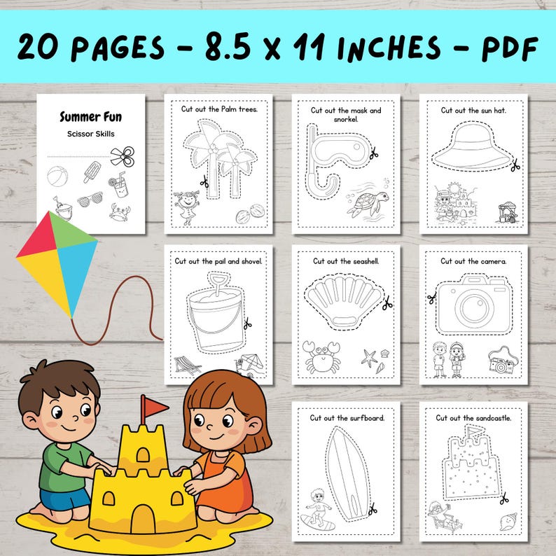 Scissor Skills Cutting Practice: Summer Activity Pages (PDF) - Etsy