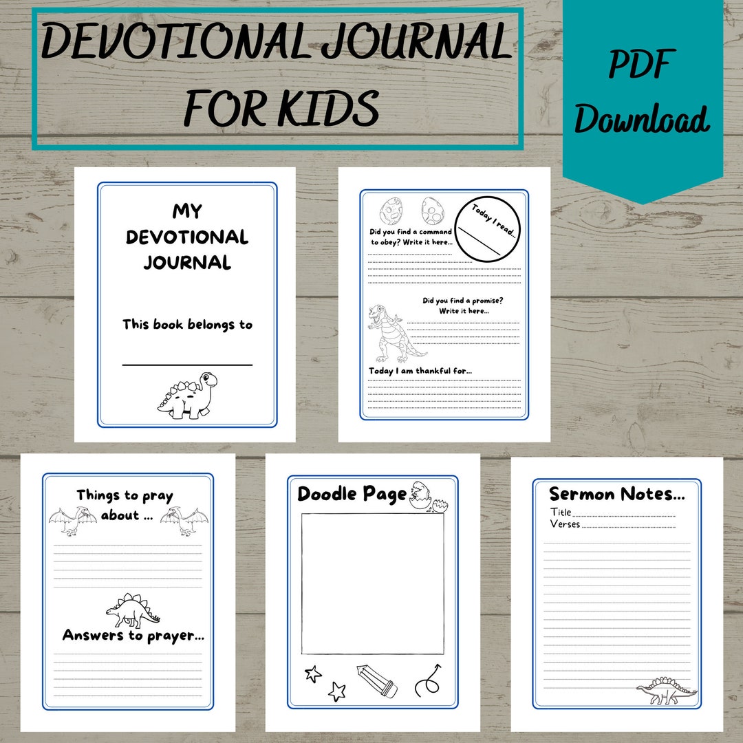 Devotional Journal for Kids Printable With Dinosaurs - Boys Bible Study ...