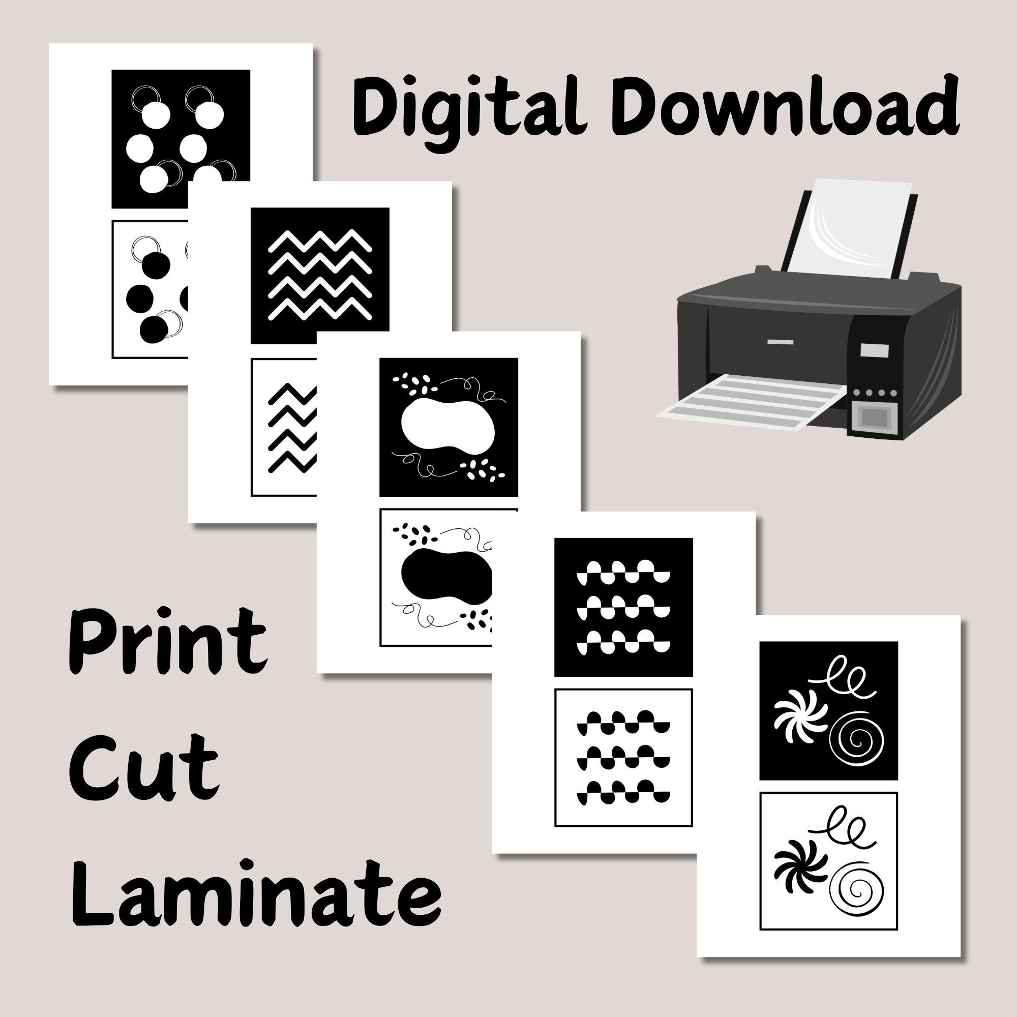 40 Black and White High Contrast Cards for Baby, Sensory Cards for ...