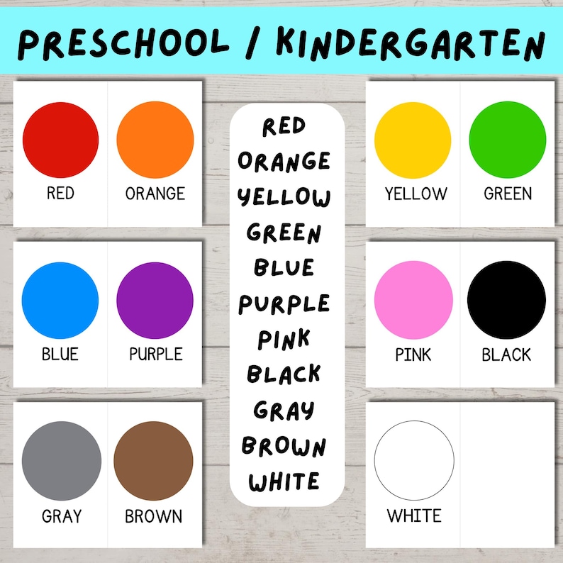 Preschool Color Flash Cards: Printable Learning for Kids (digital ...