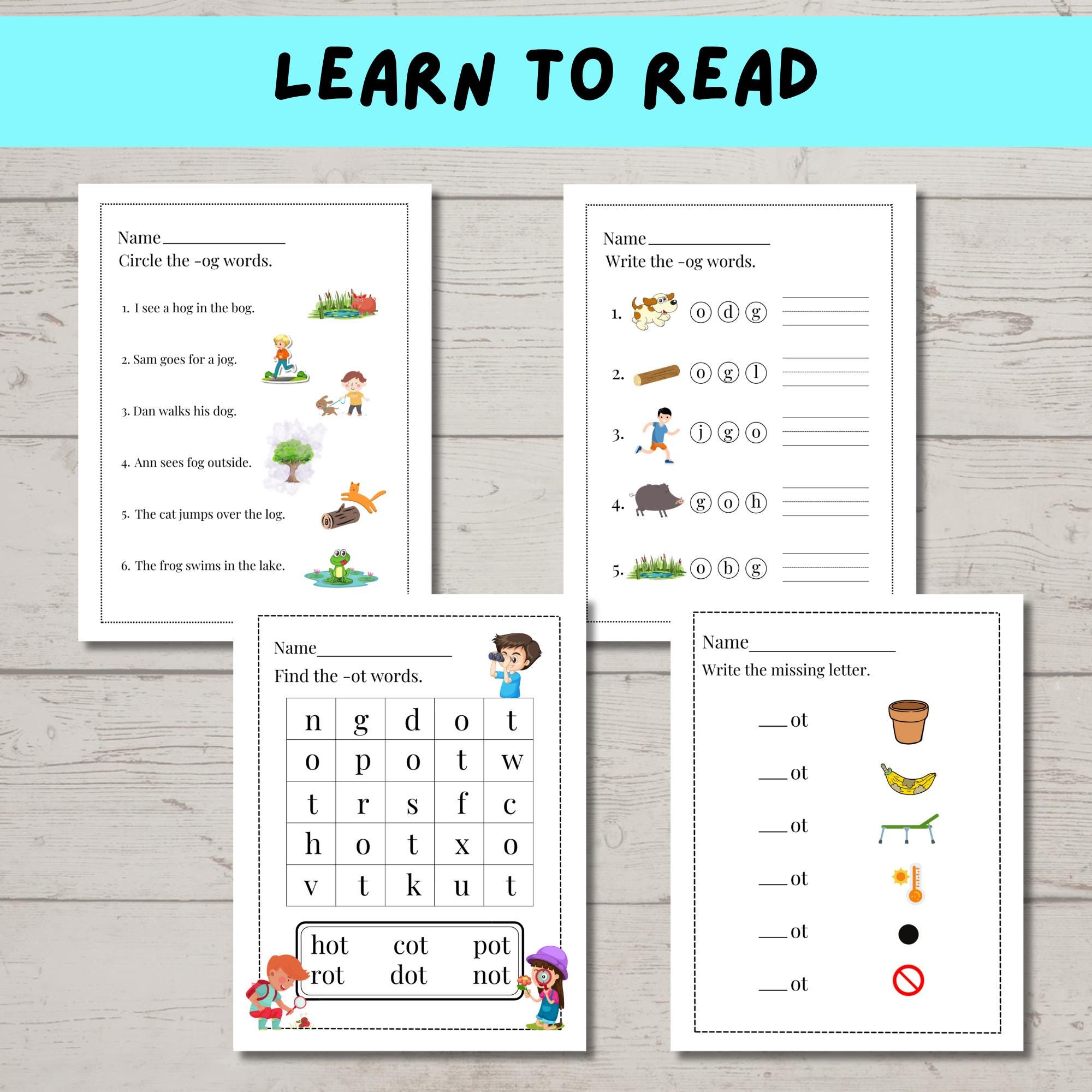 Phonics Worksheets for Kindergarten First Grade Printable, Learn to ...