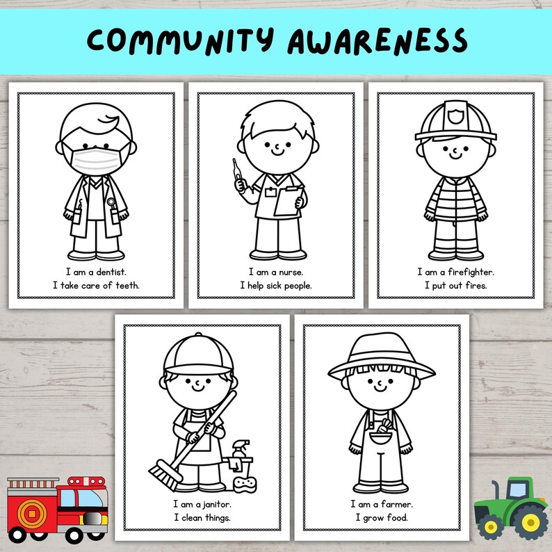 Community Helpers Coloring Pages: Kids' Career Exploration (digital ...