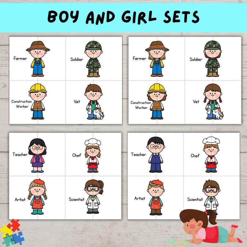 Community Helpers for Kids, Preschool Matching Activity, 16 Symmetry ...