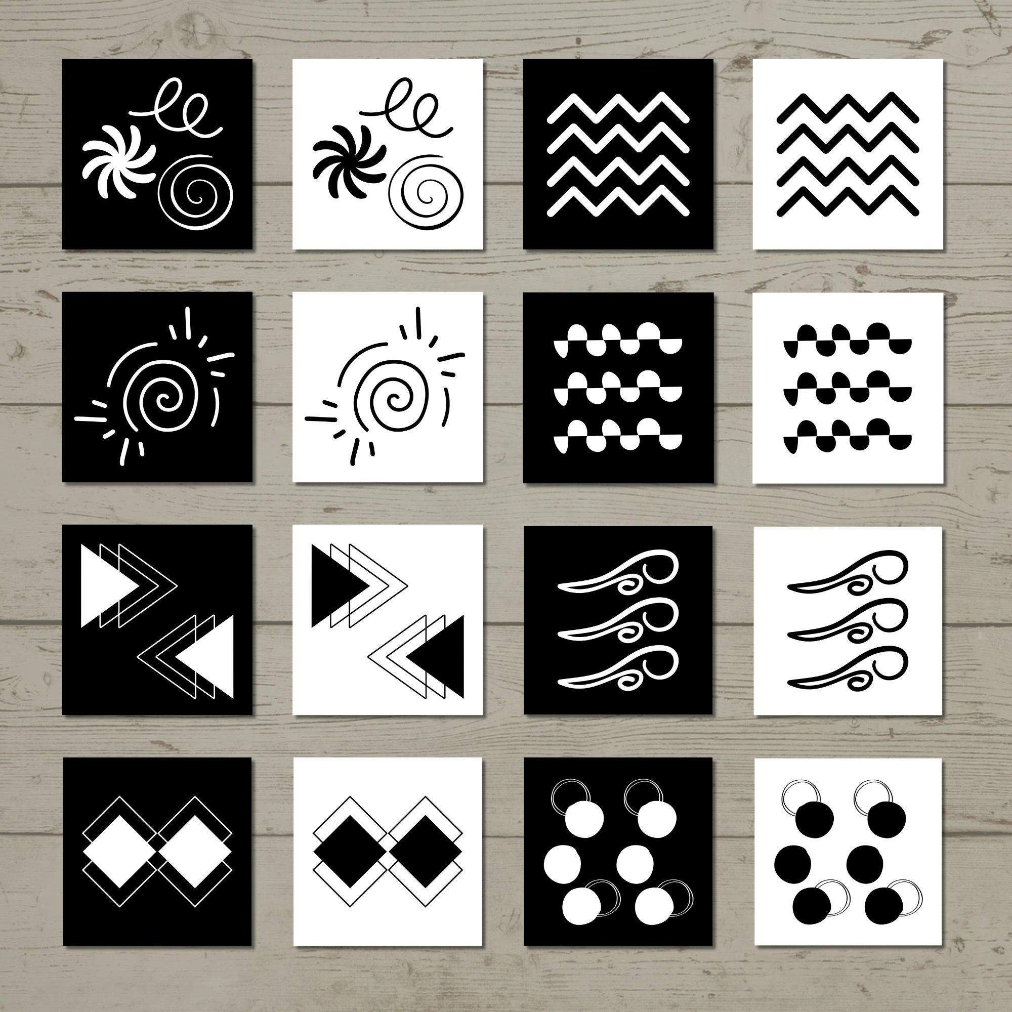 40 Black and White High Contrast Cards for Baby, Sensory Cards for ...