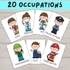 20 Community Helper Flashcards for Preschool and Kindergarten, Job ...