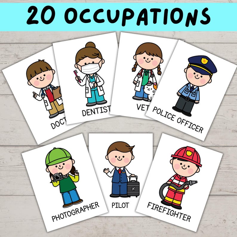 20 Community Helper Flashcards for Preschool and Kindergarten, Job ...