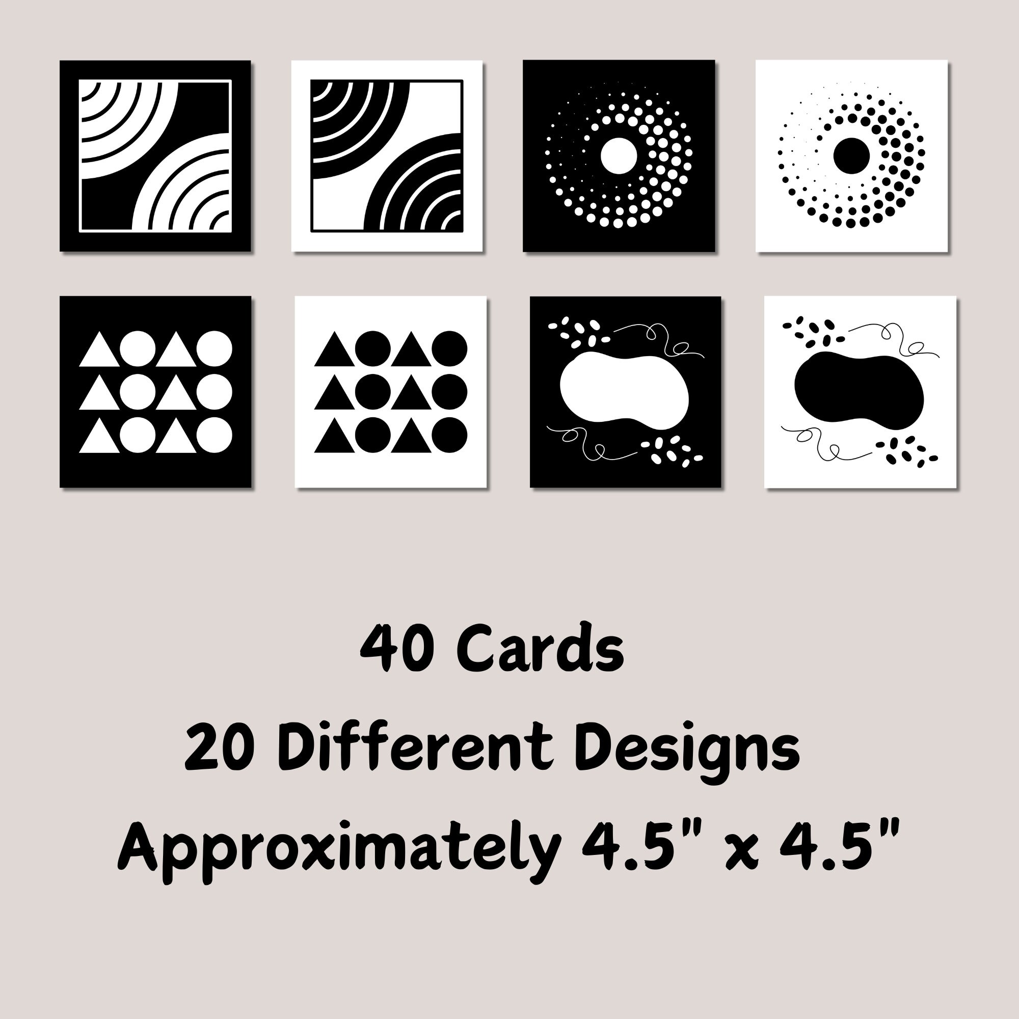 40 Black and White High Contrast Cards for Baby, Sensory Cards for ...