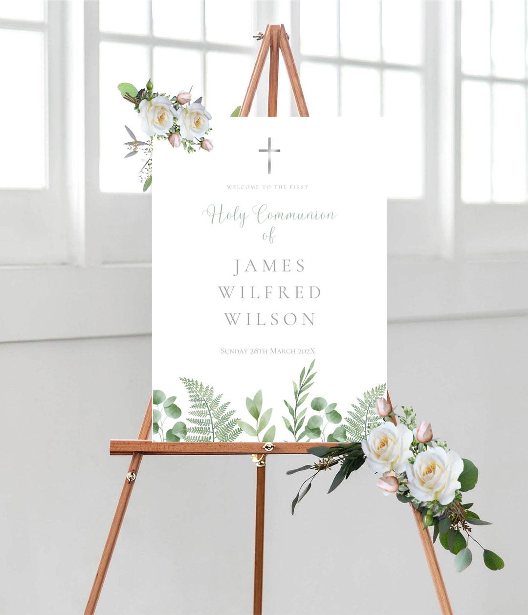 First Holy Communion Welcome Boards, Green Foliage 1st Communion Signs ...