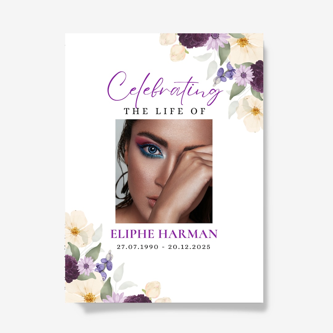 Eliphe Floral Funeral Stationery Booklet, Funeral Order of Service ...